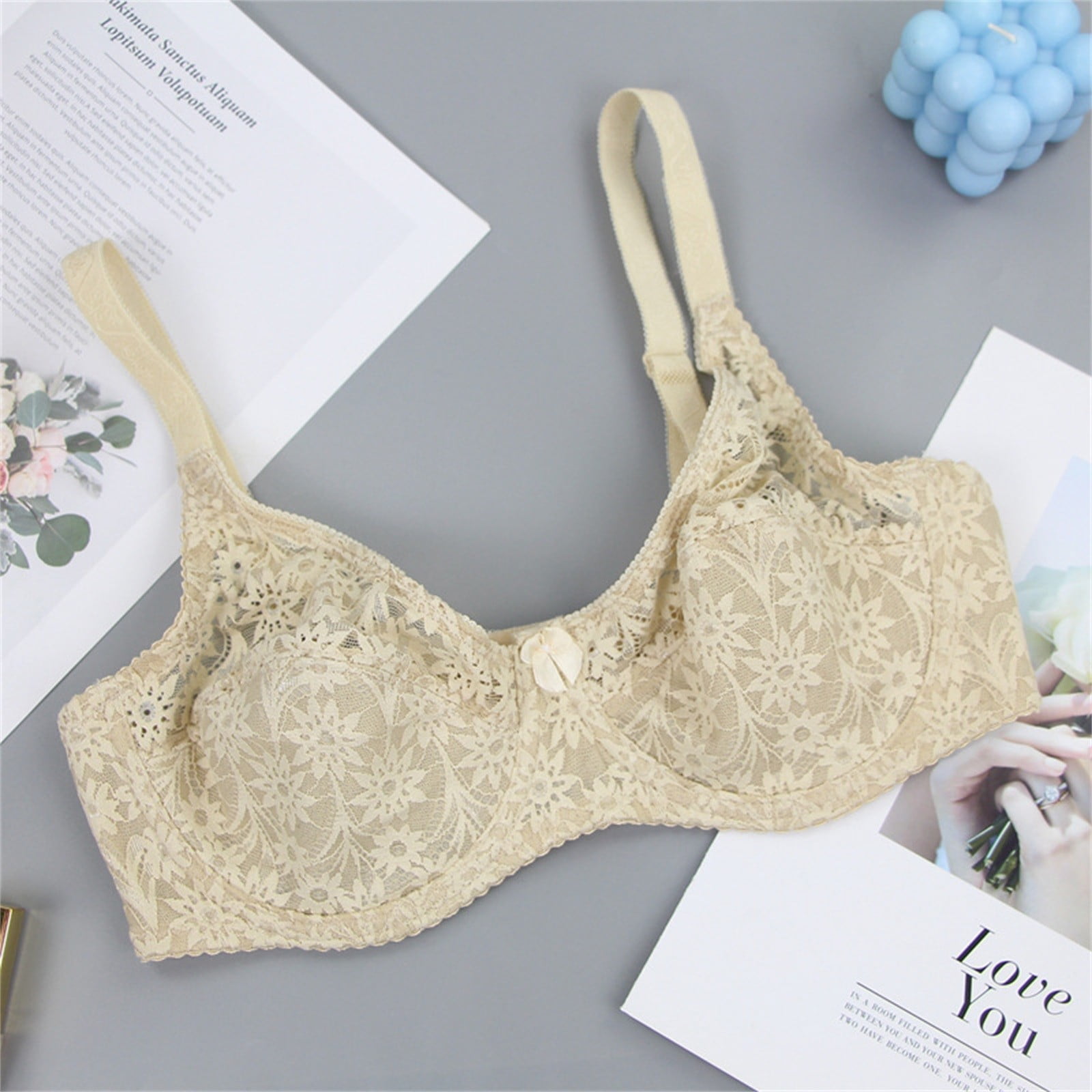 hoadeuw Womens Bras No Underwire Full Support Plus Size Bralette Crop ...