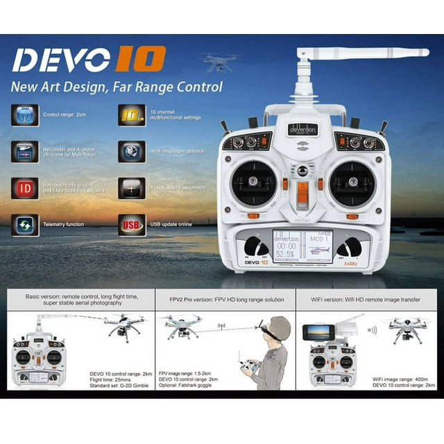 hobbyflip walkera devention devo 8s radio transmitter remote devo 10 transmitter for rc aircraft ...