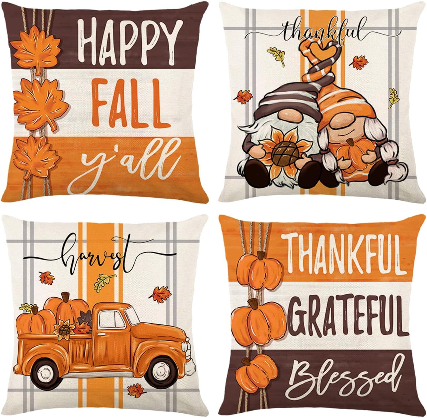 hofaaa Fall Decorations for Home, Fall Pillow Covers 18x18 Set of 4 ...