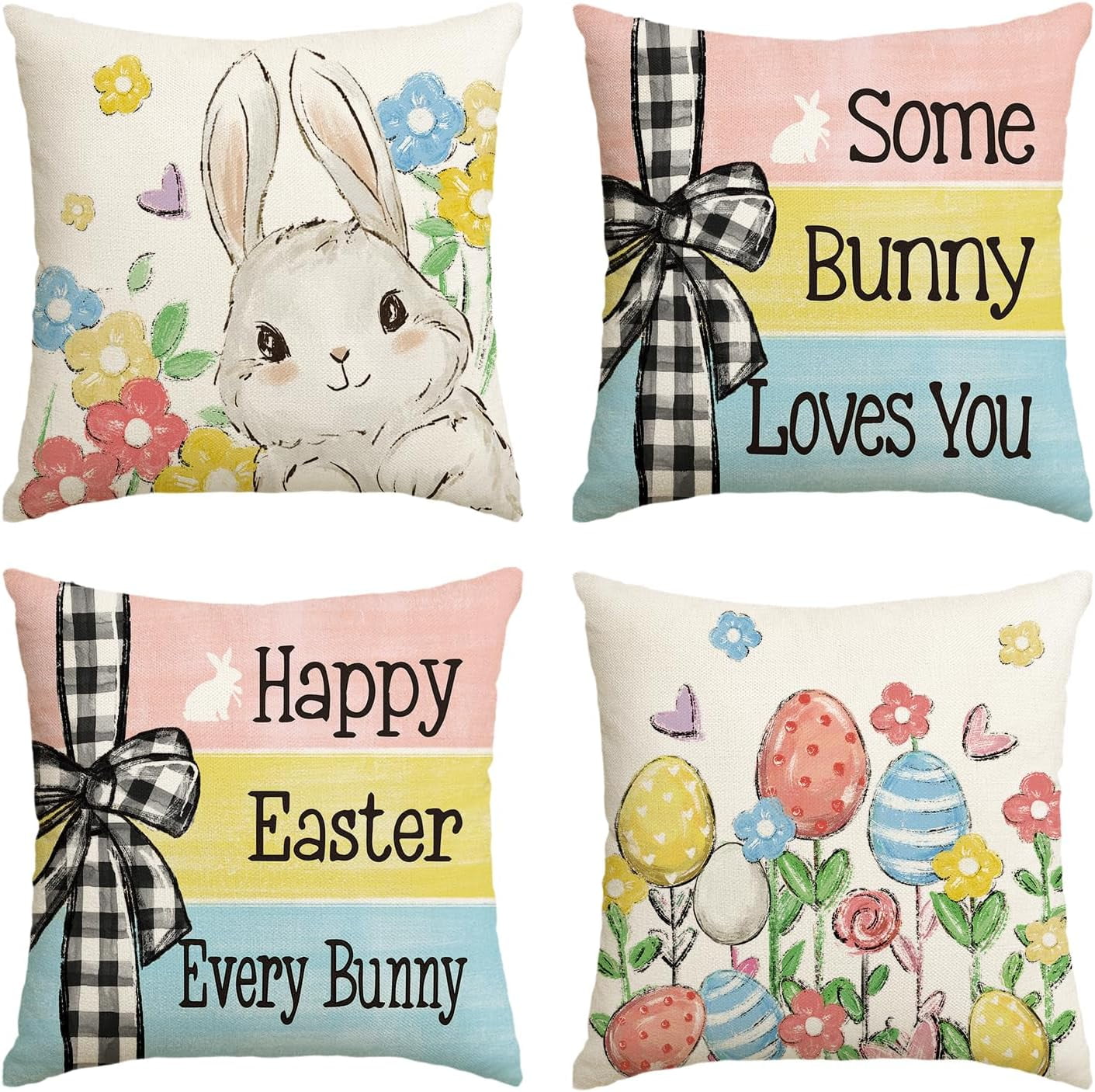 hofaaa Happy Easter Some Bunny Loves You Throw Pillow Covers, 18 x 18 ...