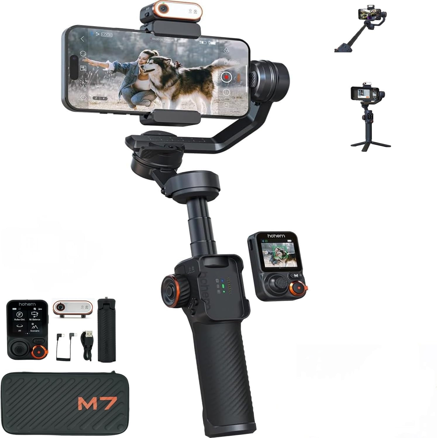 hohem iSteady M7 AI Tracking Gimbal Stabilizer for Smartphone,3-Axis Phone Gimbal with Fill ...