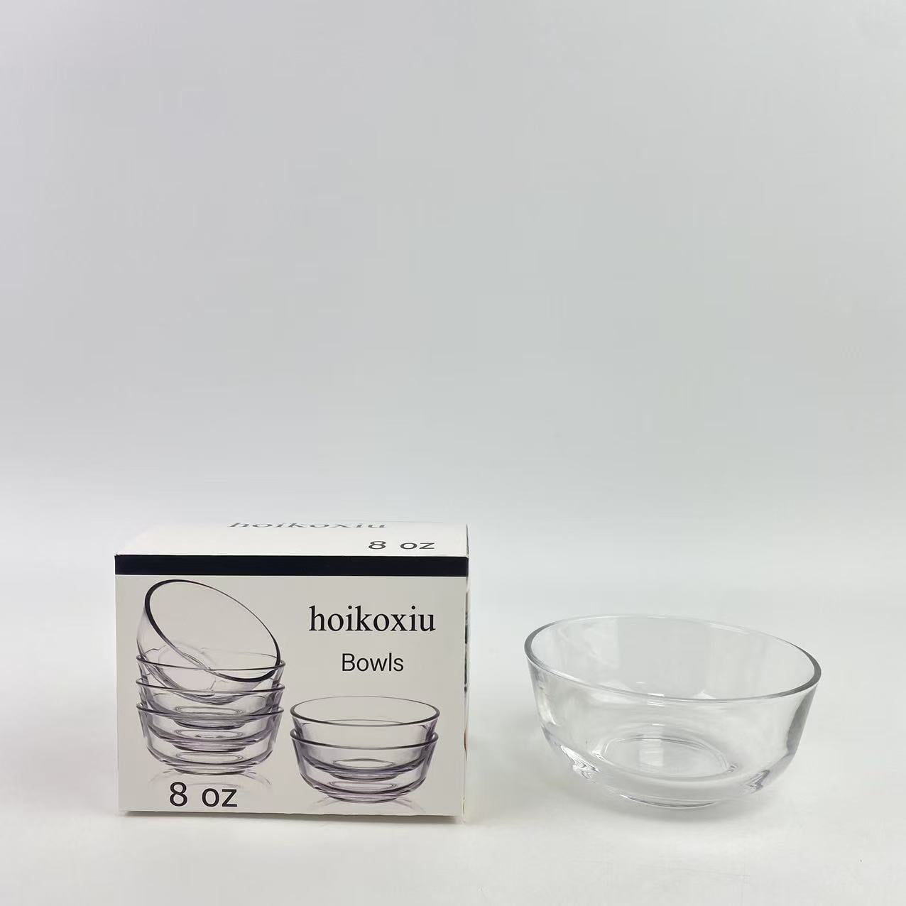 hoikoxiu Bowls,6 Inch Glass Bowls, Small Glass Bowl Set, Clear Tempered ...