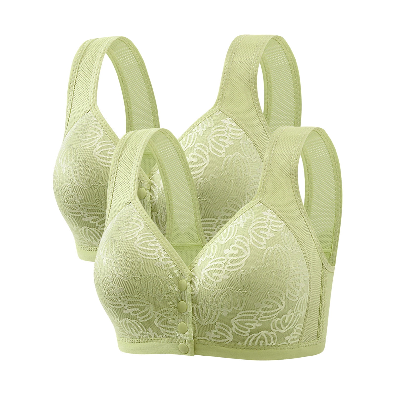 hoksml 2-Pack Plus Size Front Closure Bralette - Romantic Lace Wireless ...