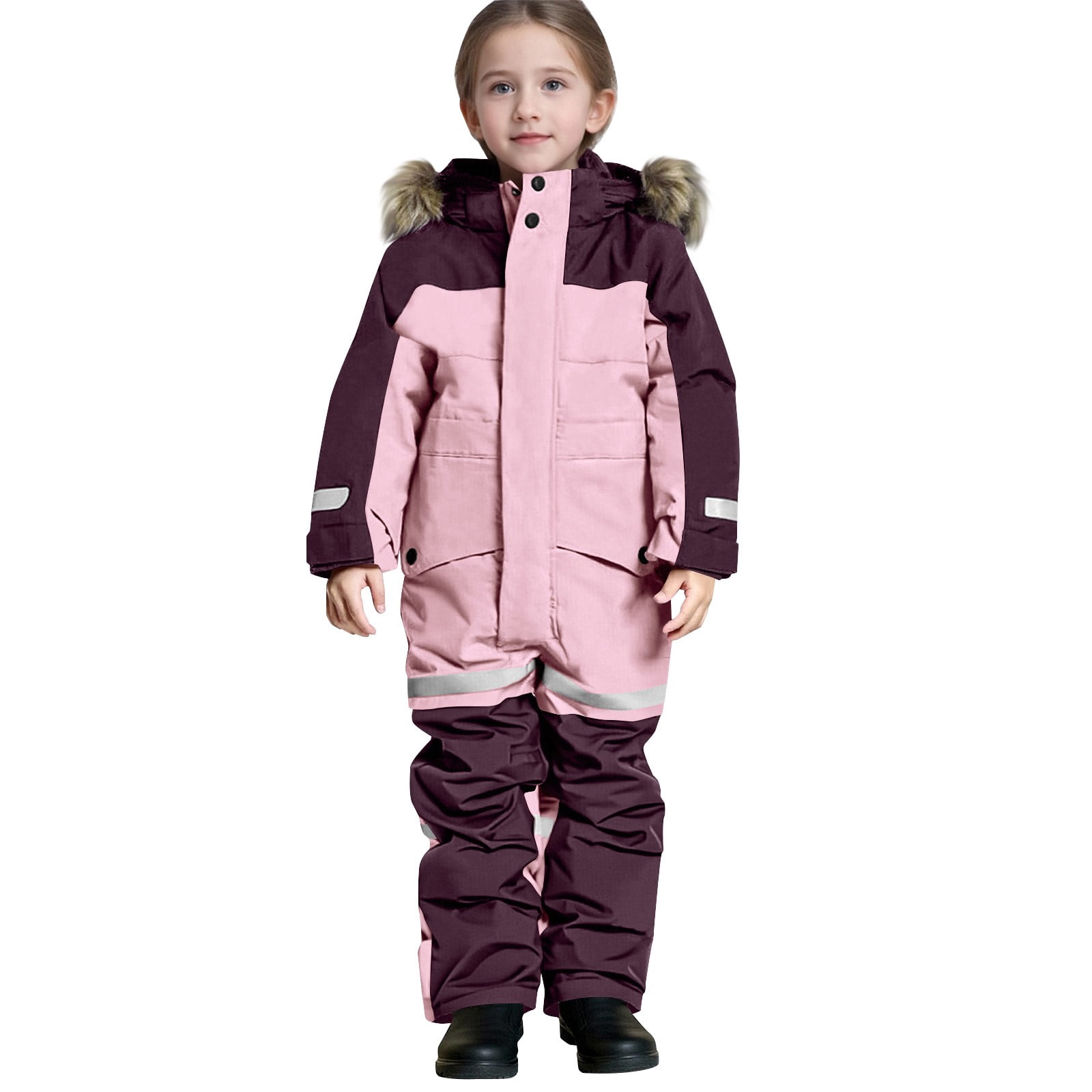 hoksml Big Kids' All-in-One Snowsuit 2-Tone Waterproof Ski Suit with ...