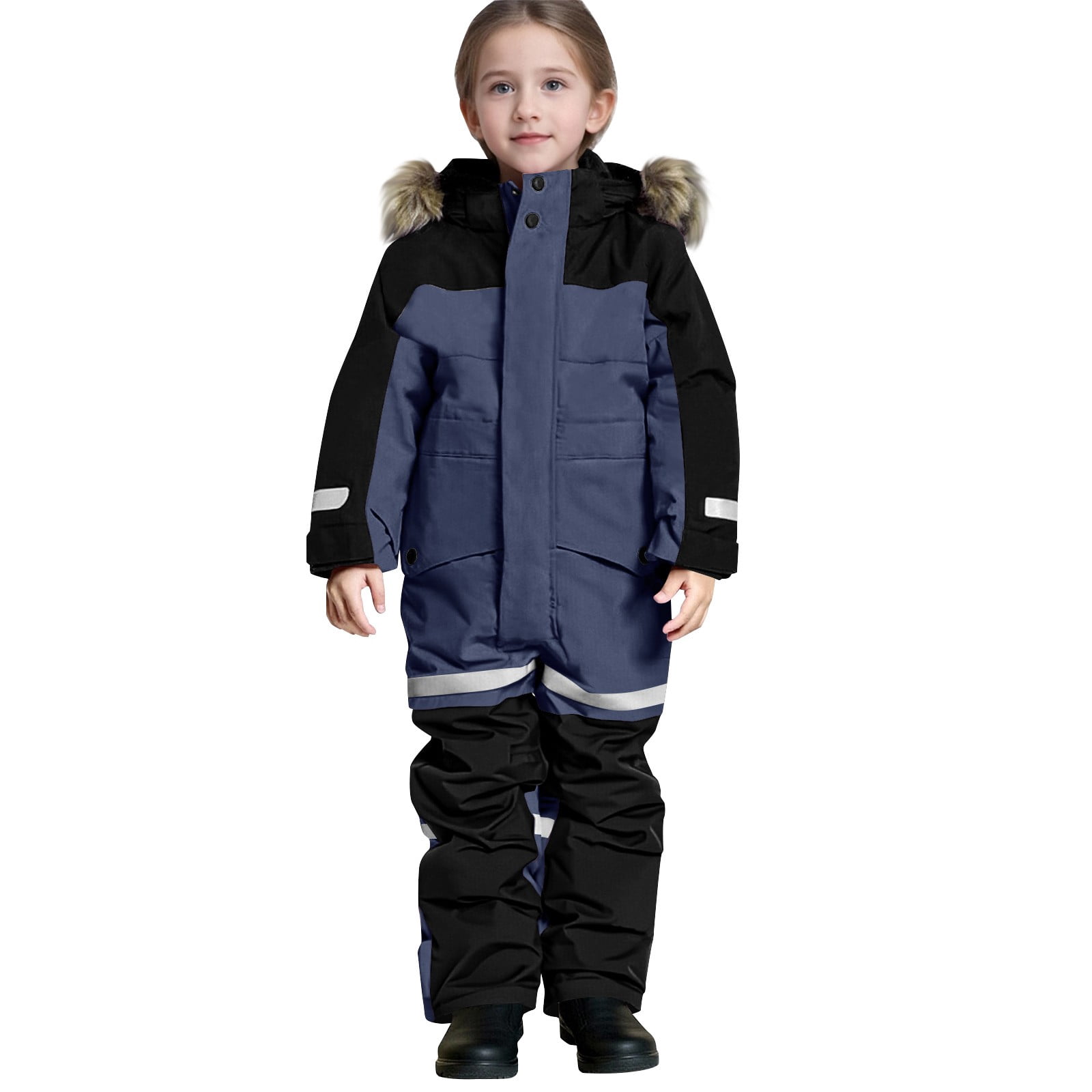 hoksml Big Kids' All-in-One Snowsuit 2-Tone Waterproof Ski Suit with ...