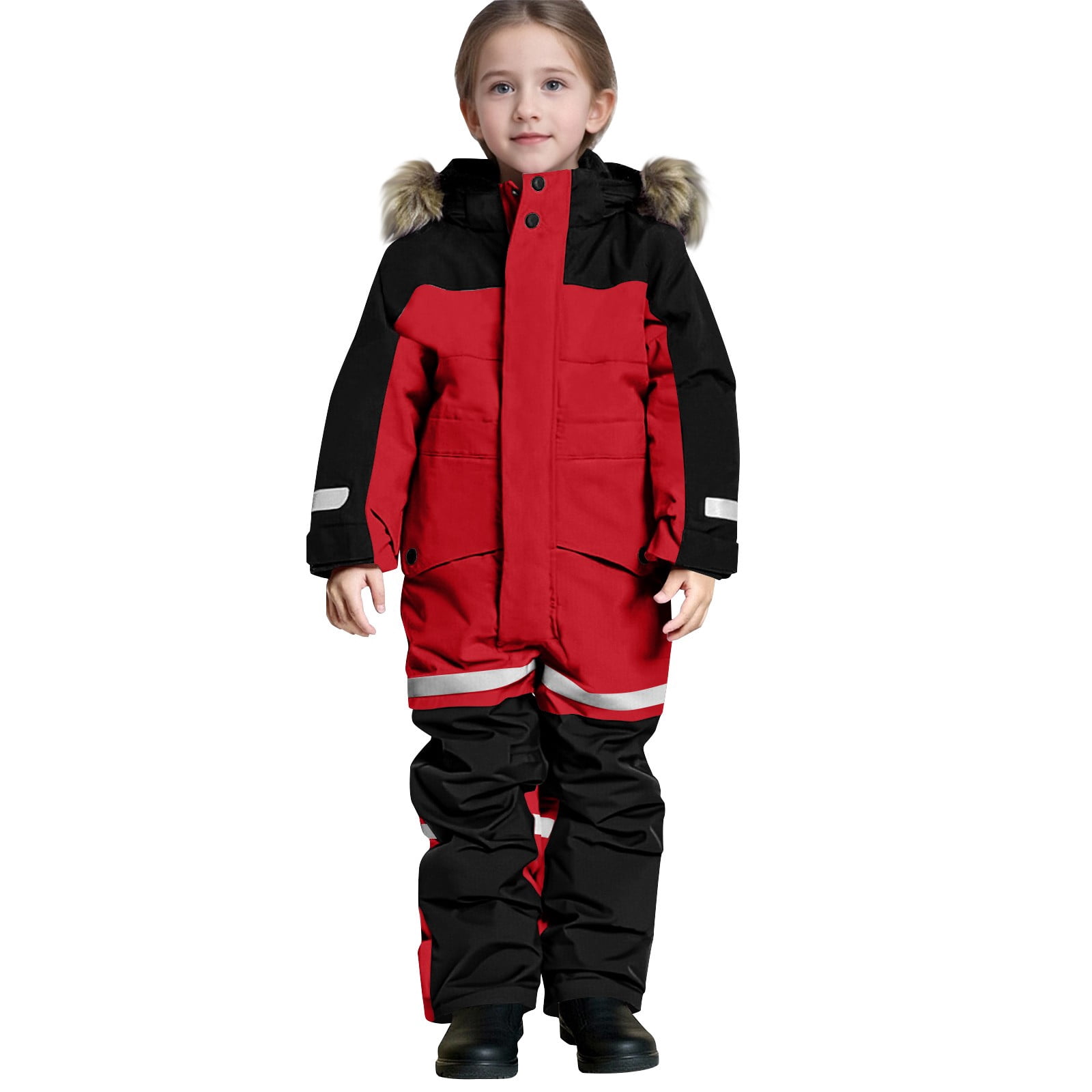 hoksml Big Kids' All-in-One Snowsuit 2-Tone Waterproof Ski Suit with ...