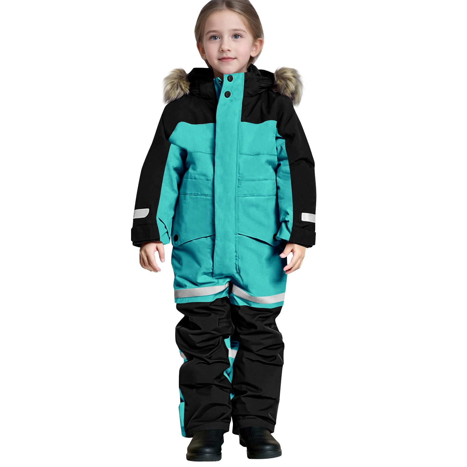 hoksml Big Kids' All-in-One Snowsuit 2-Tone Waterproof Ski Suit with ...