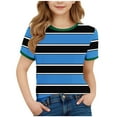 hoksml Big Kids Girls Summer Stripe Print T-Shirt Casual Short Sleeve ...