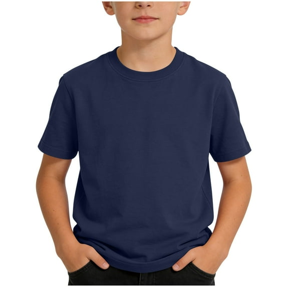 hoksml Big Kids Solid Color T-Shirt Summer Cotton Short Sleeve Tee ...