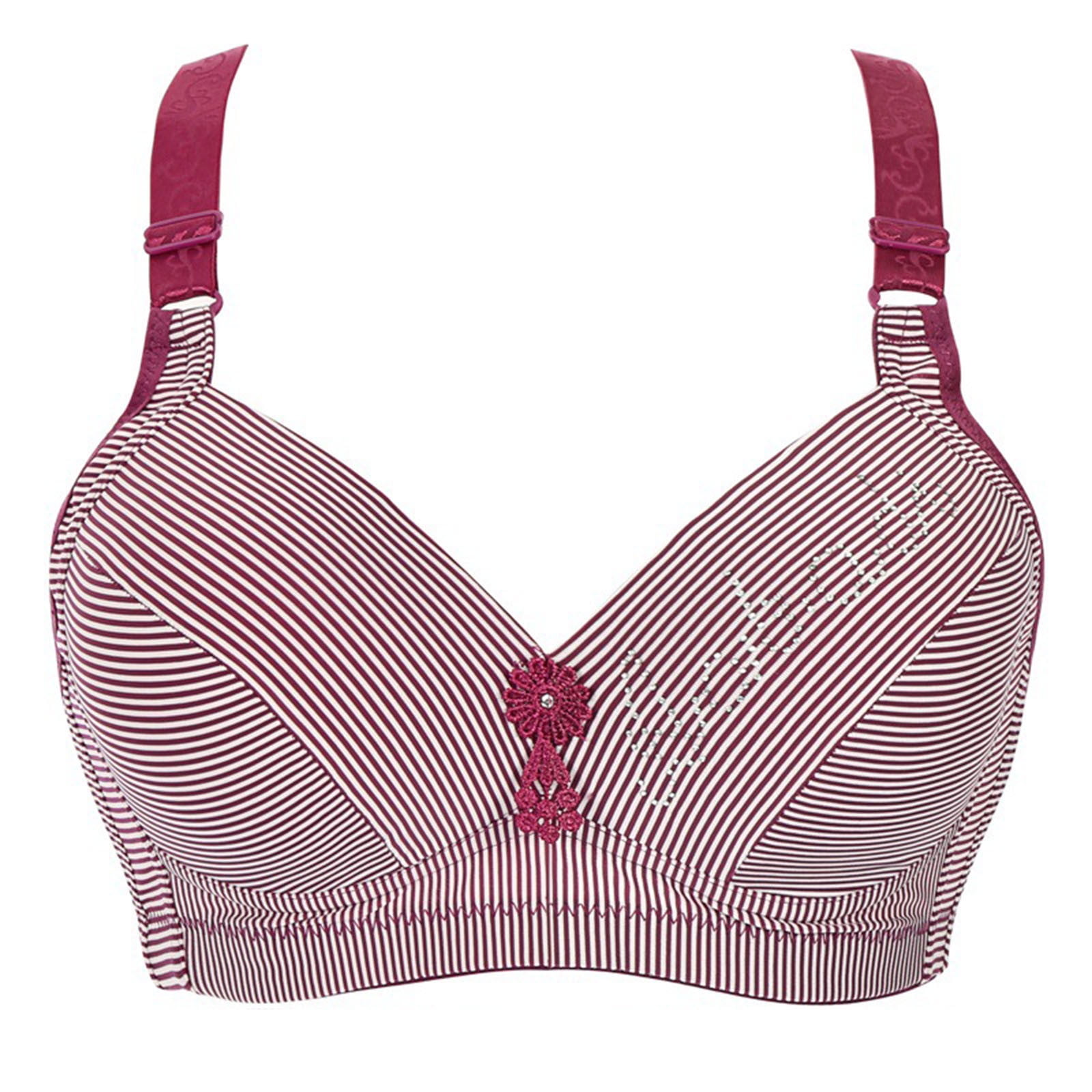hoksml Clearance! Woman's Bras Color-pinstripe with Rhinestone ...