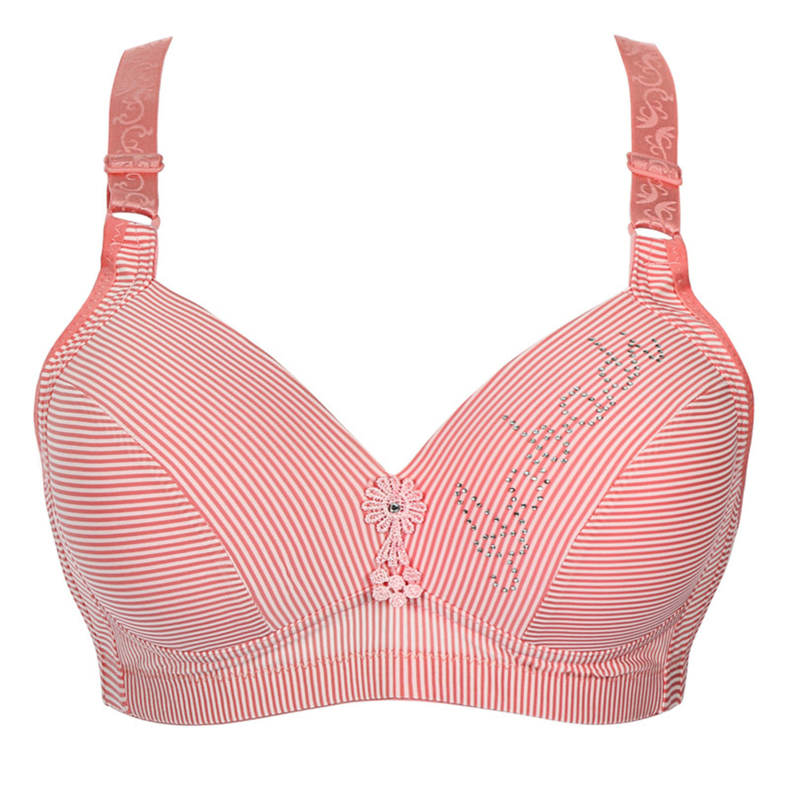 hoksml Clearance! Woman's Bras Color-pinstripe with Rhinestone ...