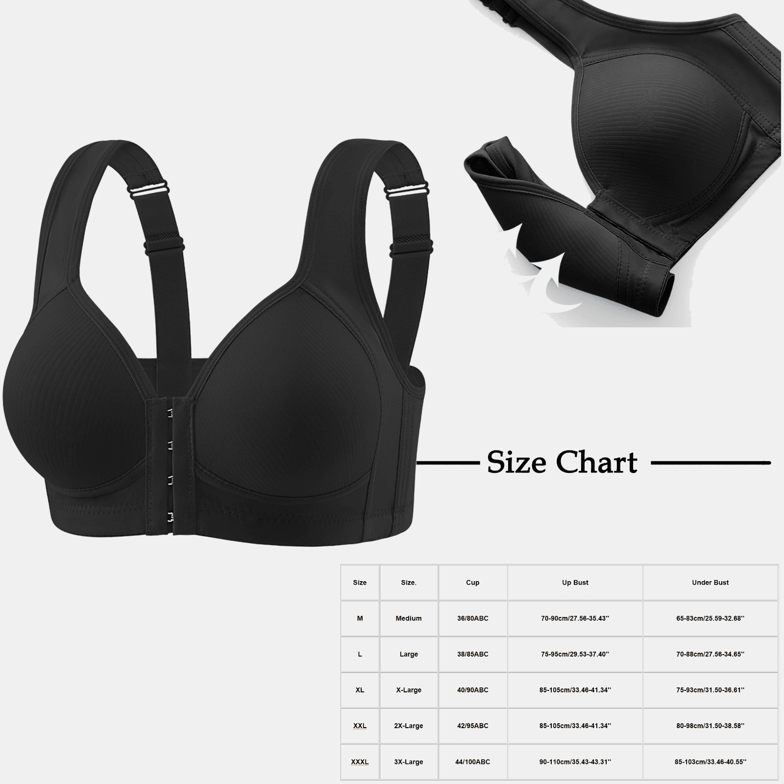 hoksml Front Closure Sports Bras, Women's Push Up Wireless Bra Padded T ...