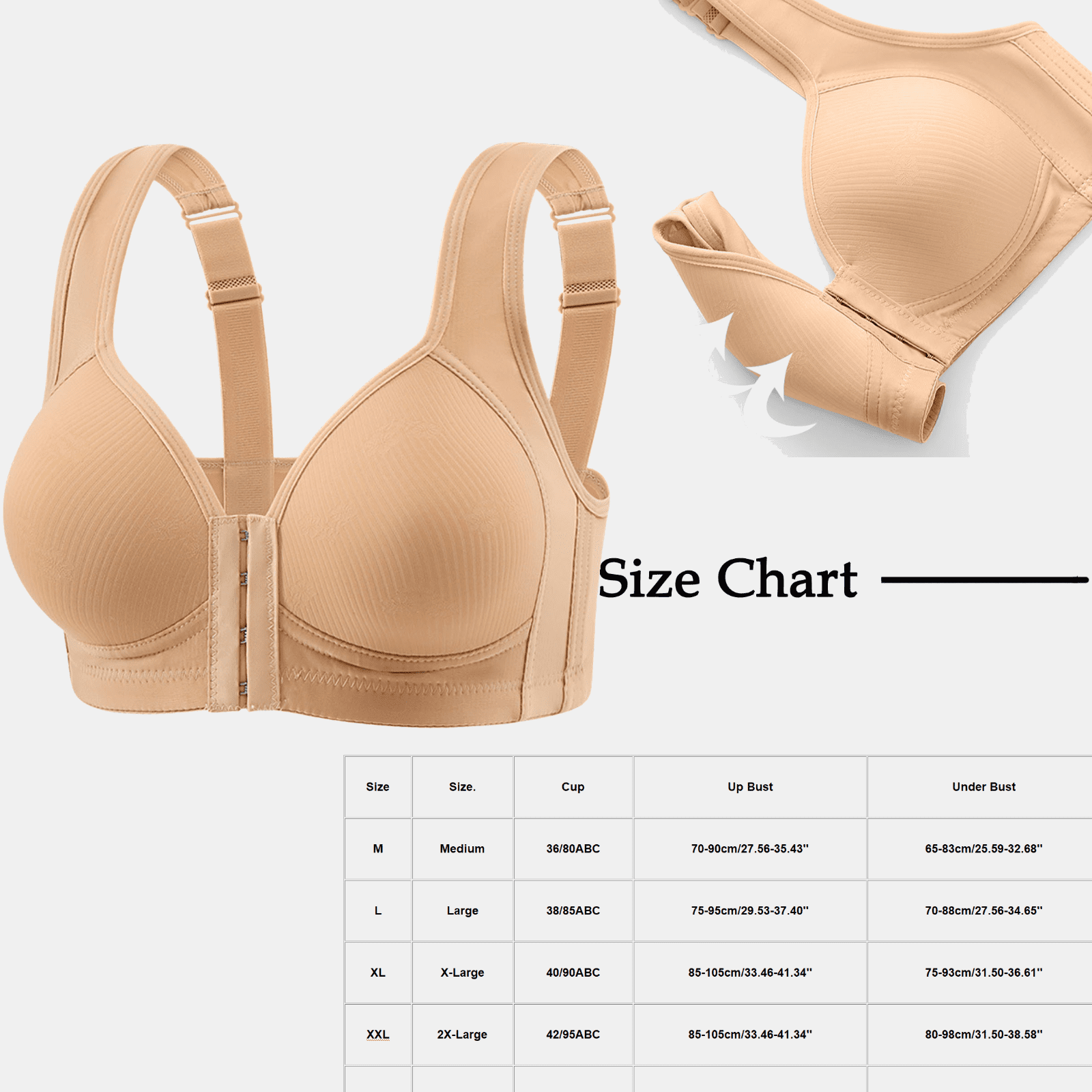 hoksml Front Closure Sports Bras, Women's Push Up Wireless Bra Padded T ...