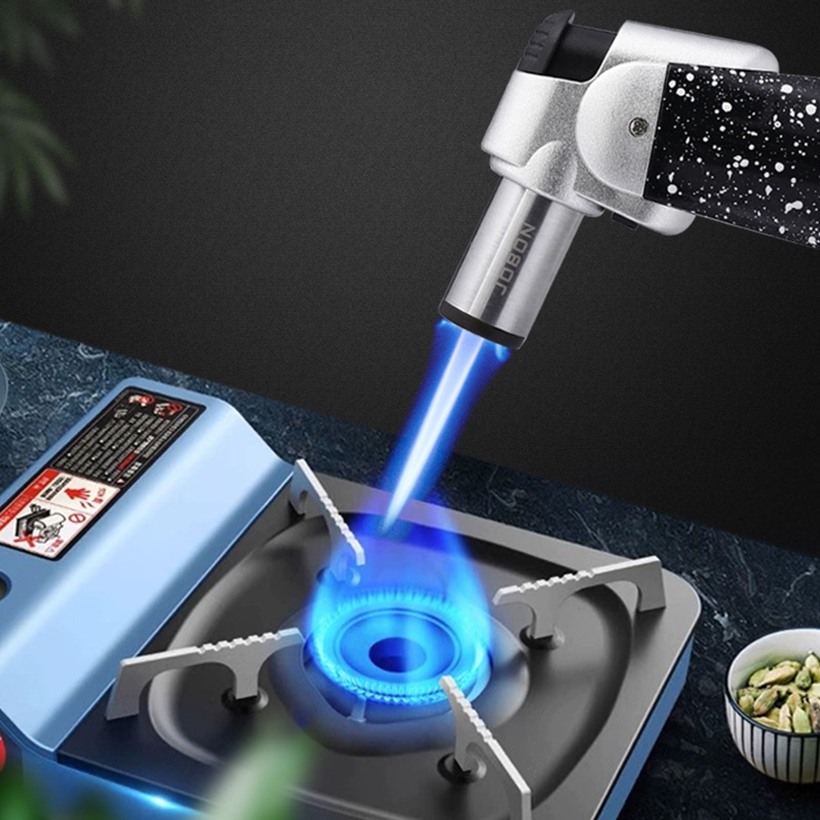 RuiHua Gas Lighter Small Portable Straight Elbow Blue Flame Lighter ...