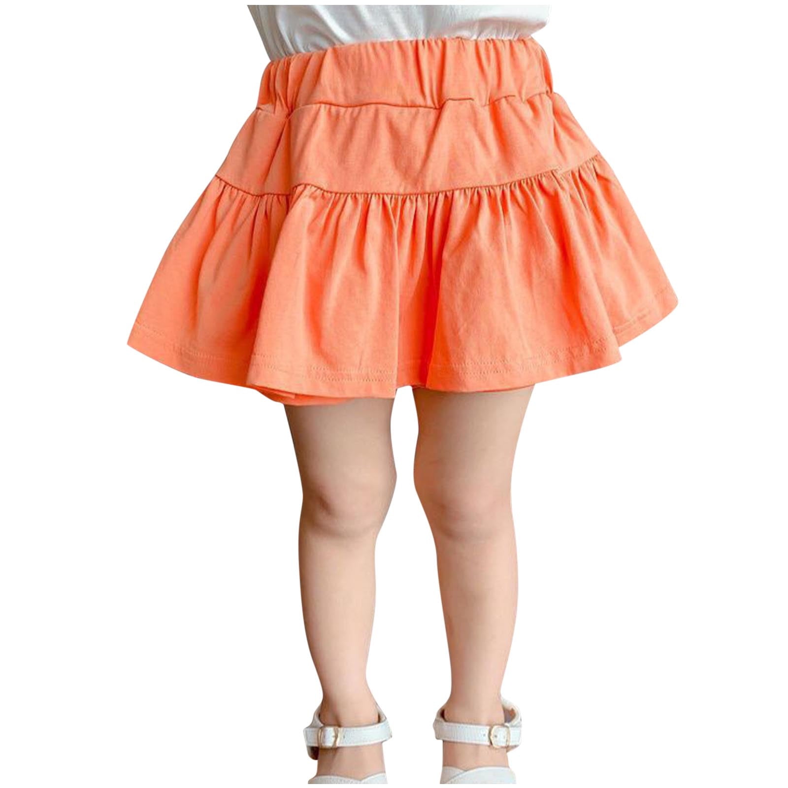 hoksml Girls' Ruffle Mini Skort, Elastic Waist A-Line Skirt with Built ...