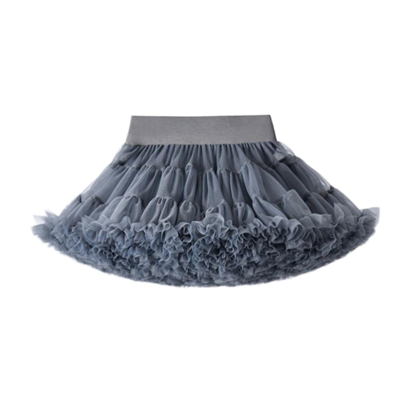 hoksml Girls Solid Color Tiered Pettiskirt, Elastic Waist Fluffy Ruffle ...