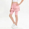 hoksml Girls' Two-in-One Solid Color 5-Inch Shorts with Skirt Layer ...