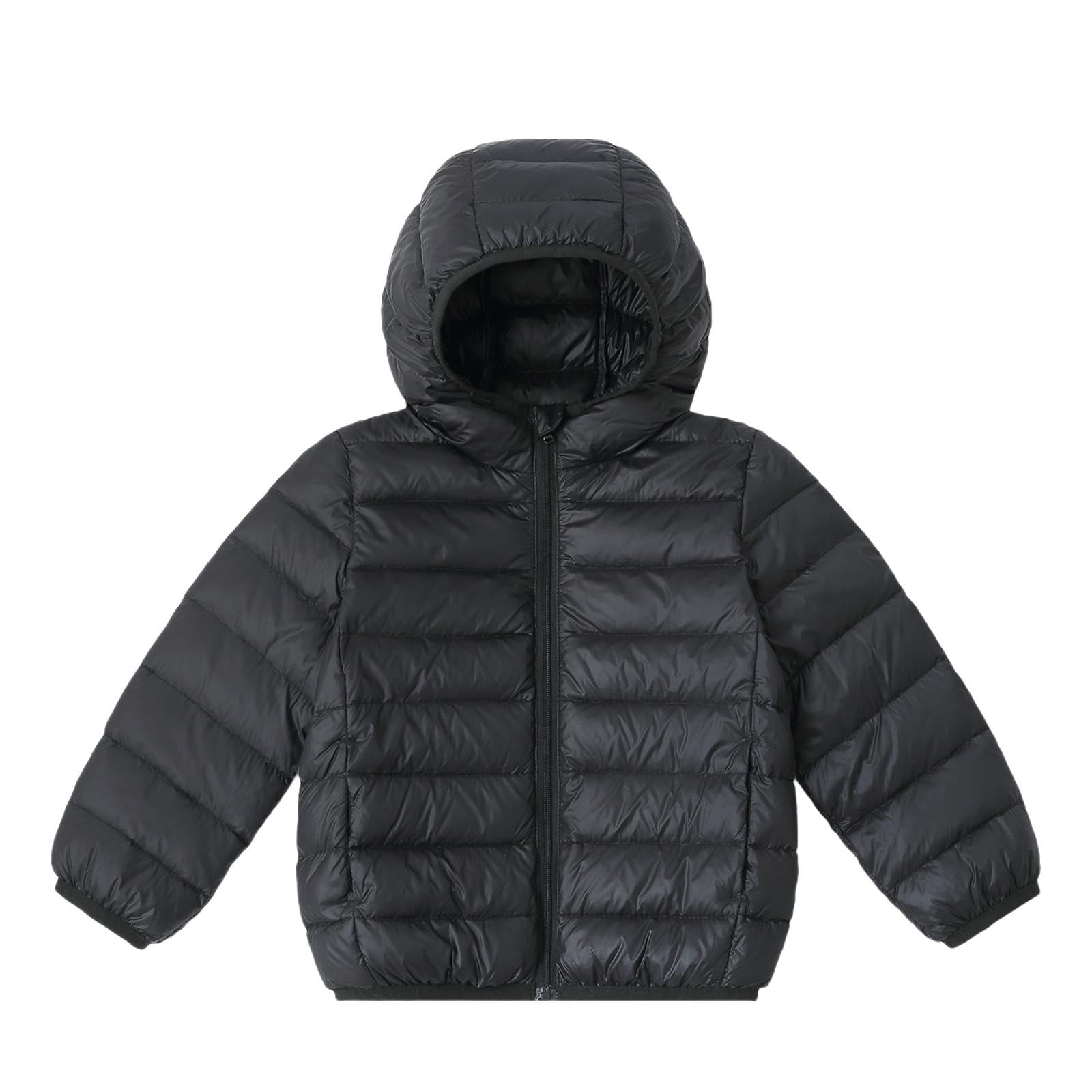 hoksml Kids 2-14 Years Solid Color Packable Down Jacket with Hood ...