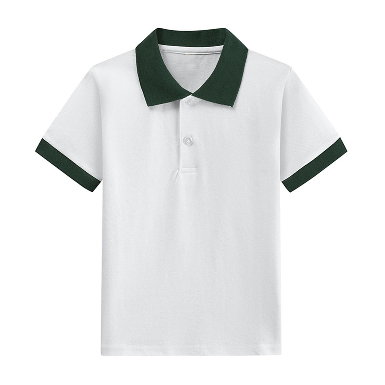 hoksml Kids' Contrast Collar Short Sleeve Athletic Shirts Uniform Style ...