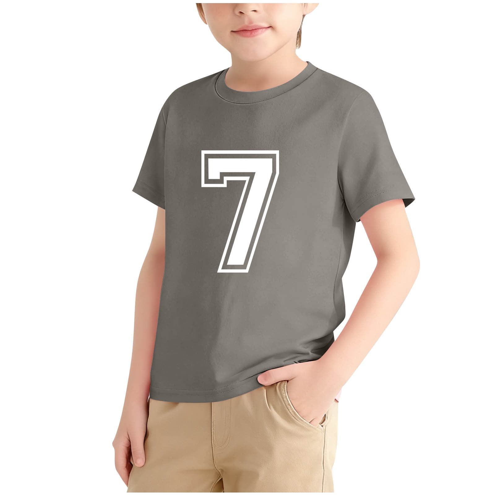 hoksml Kids Digital Print Short Sleeve T-Shirt Casual Round Neck Top ...