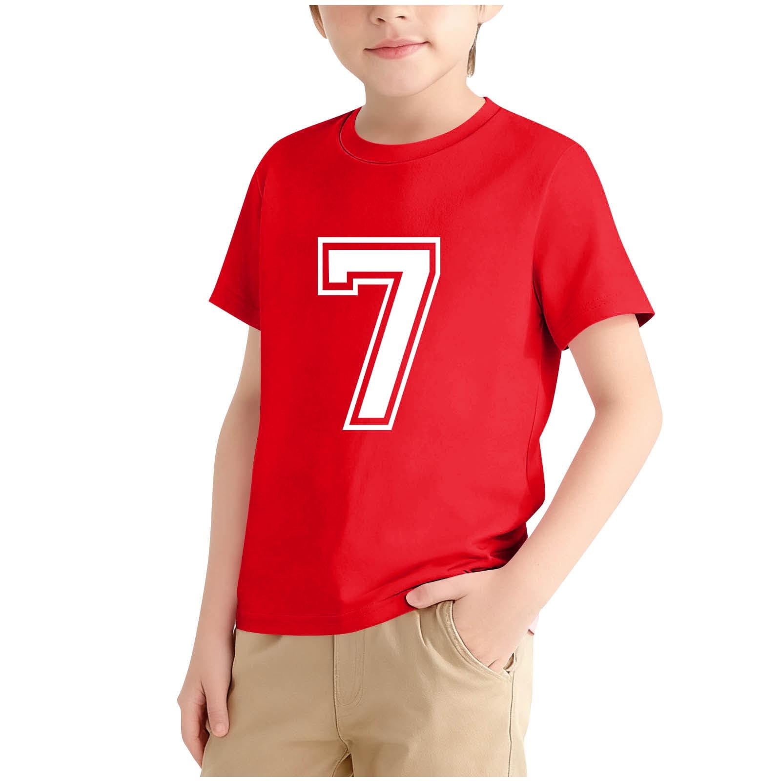 hoksml Kids Digital Print Short Sleeve T-Shirt Casual Round Neck Top ...