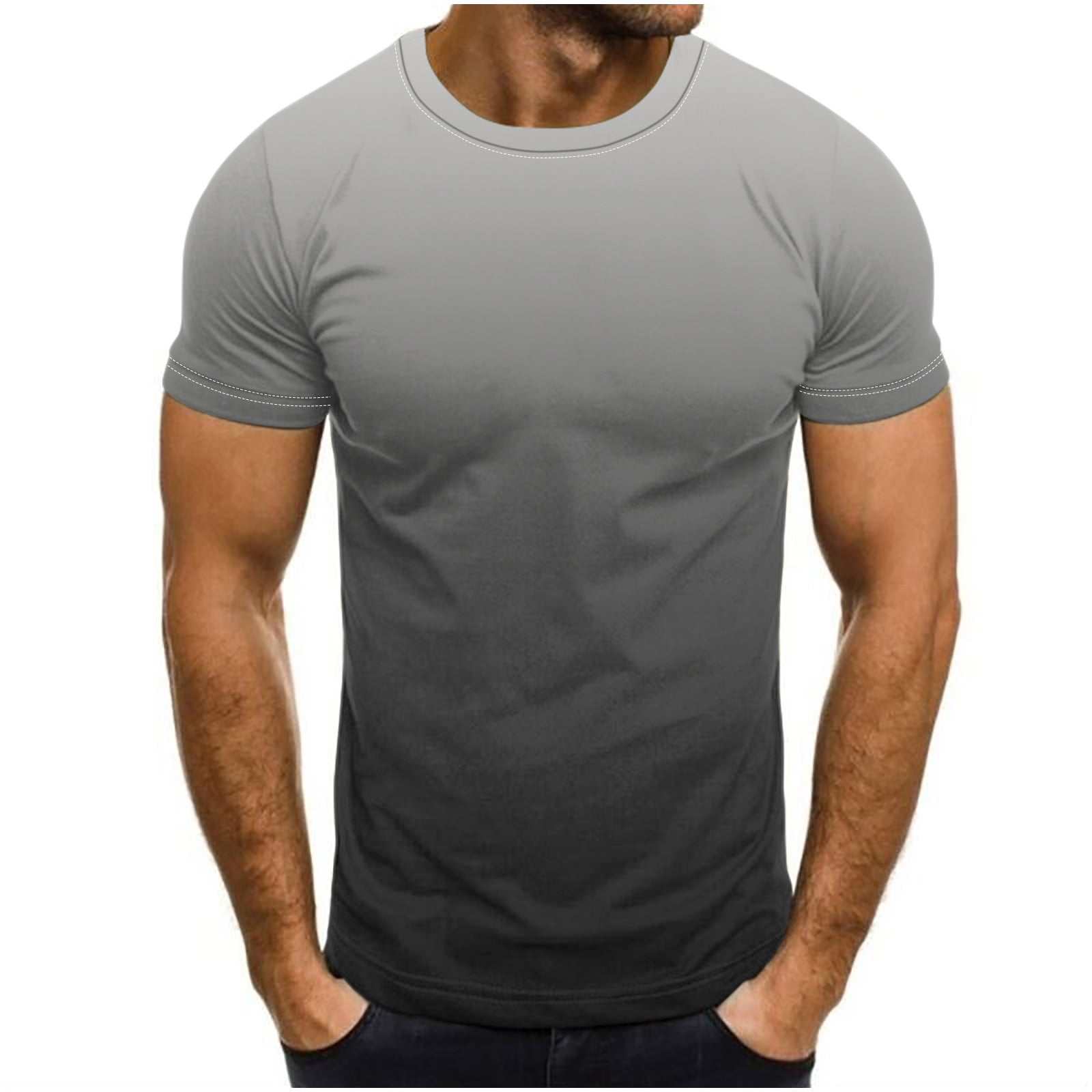 hoksml Men's Athletic Gradient Washed T-Shirts, Large Plus Size Basic ...