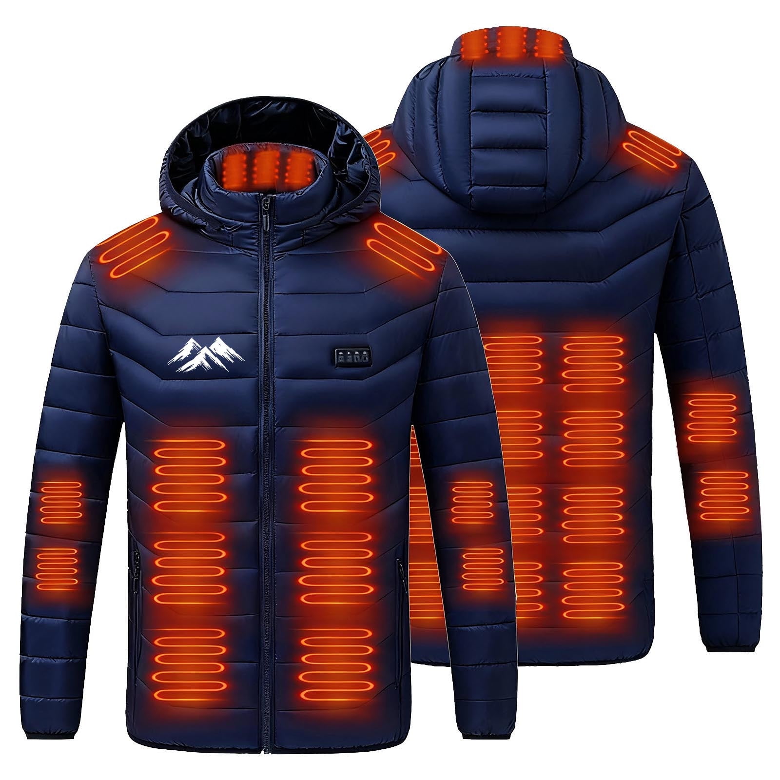 hoksml Men's Big Tall USB Heated Jacket with Removable Hood 29 Zone ...