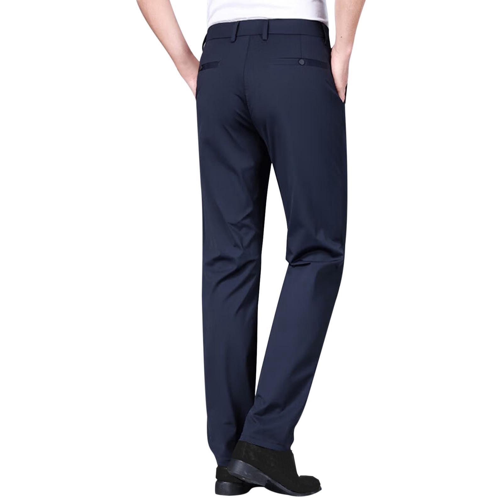 hoksml Men's Pants Suit Pants Dress Pants Business Classic Fit Flat ...