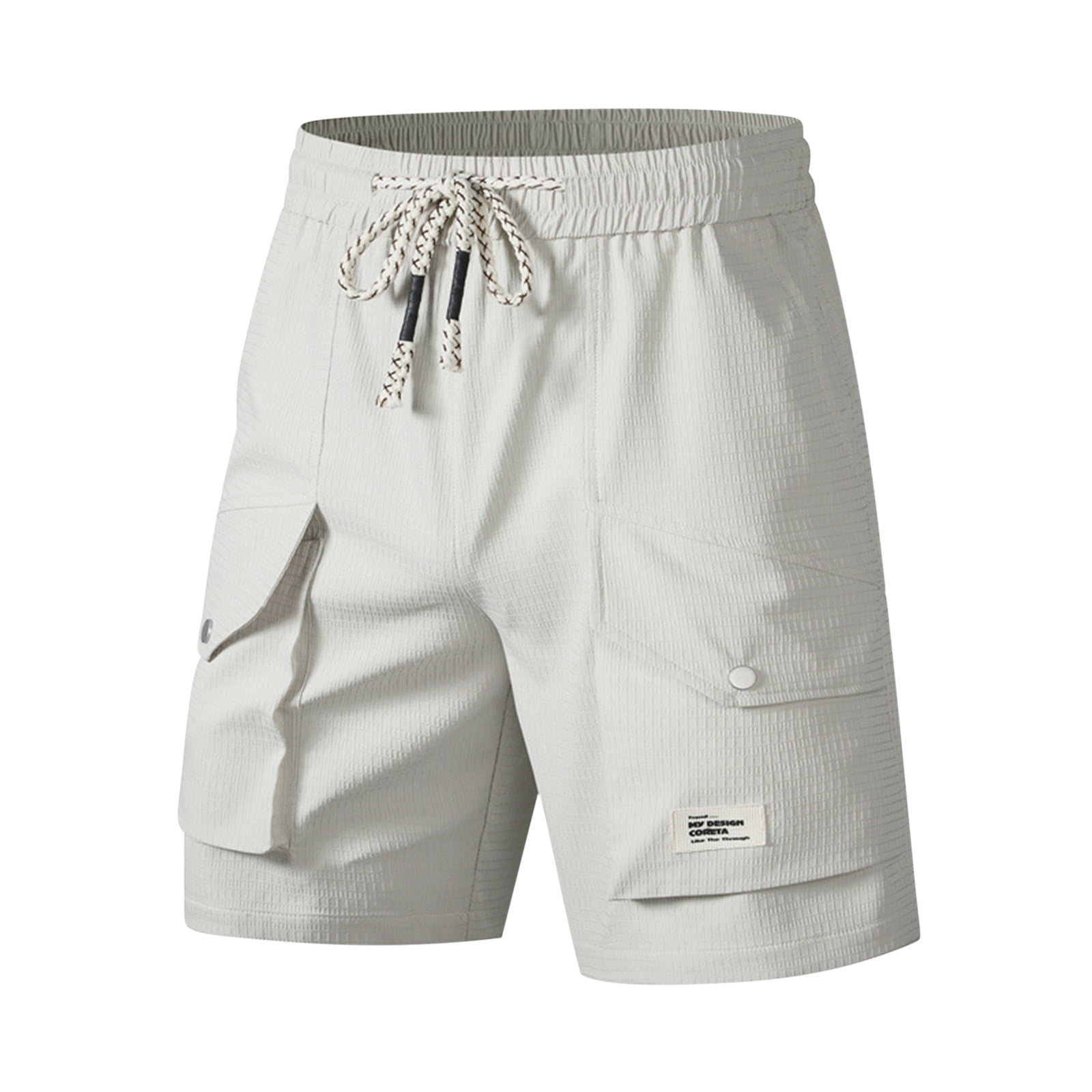 hoksml Men's Summer Lightweight Cargo Shorts Solid Color Elastic Waist ...