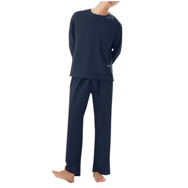 hoksml Men's Modal Jersey Pajama Set Ultra Soft Solid Color Crewneck ...