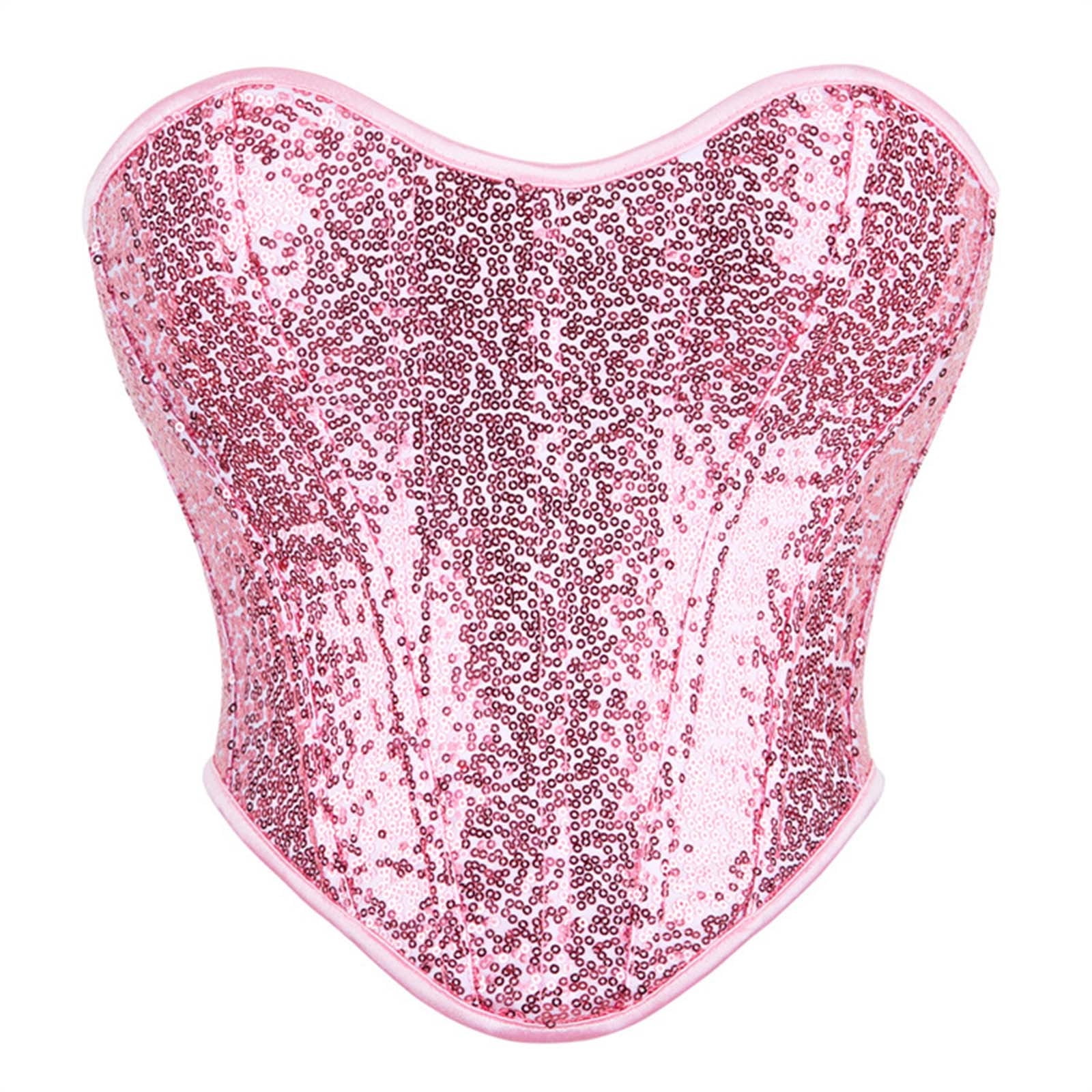 hoksml Women's Corset Lingerie Sequins Satin Corsets Bodyshaper ...