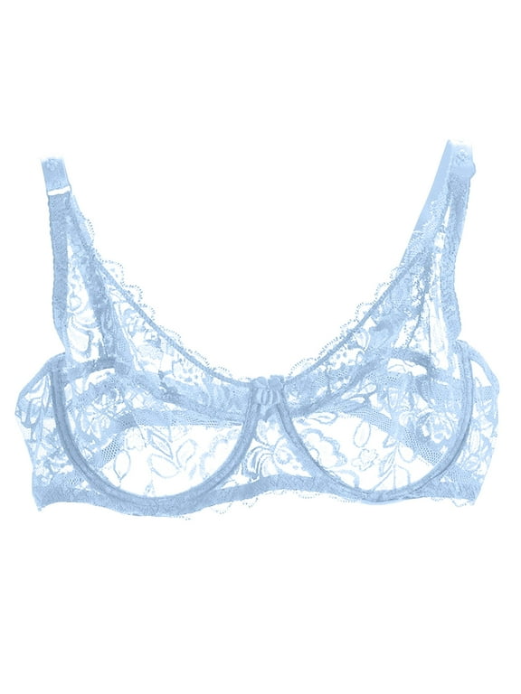 Wingslove Women's Sexy Lace Sheer Bra Demi Mesh Balconette See Through ...