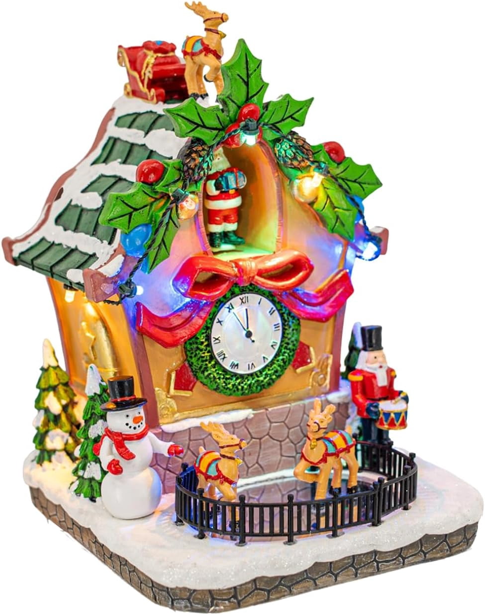 holiday cuckoo clock santa reindeer led lighted animated christmas ...