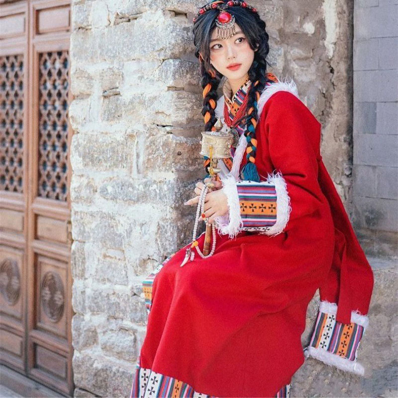 holiday dress tibetan costume women‘s tibetan robe tibetan tourism minority style tibetan dance ...