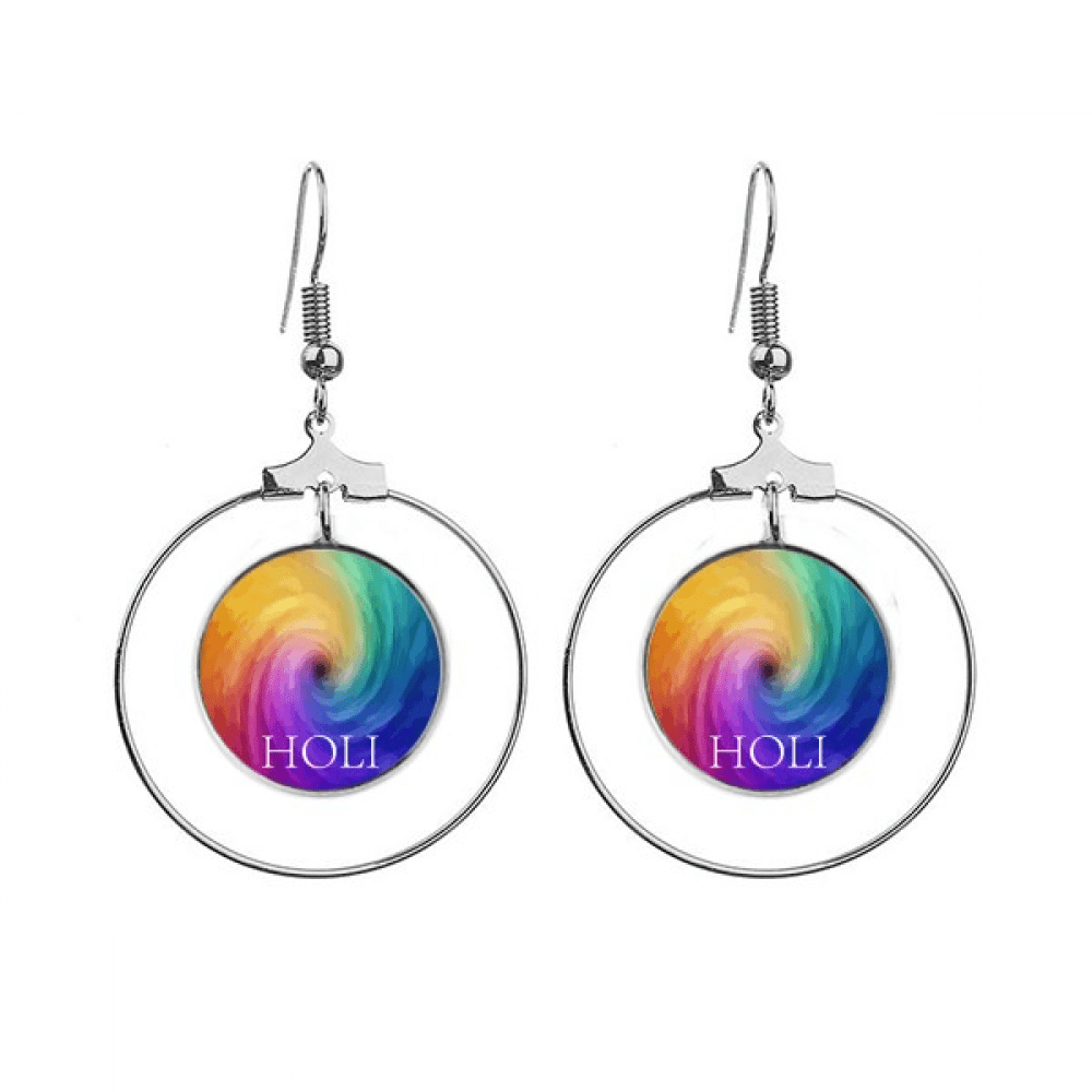 holly swirl colorful festival earrings dangle hoop jewelry drop circle ...
