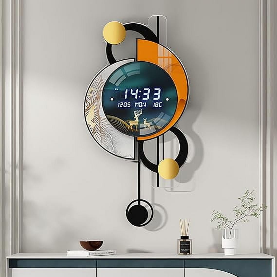 homary 26.4-Inch LED Multifunctional Wall Clock – Voice-Activated ...