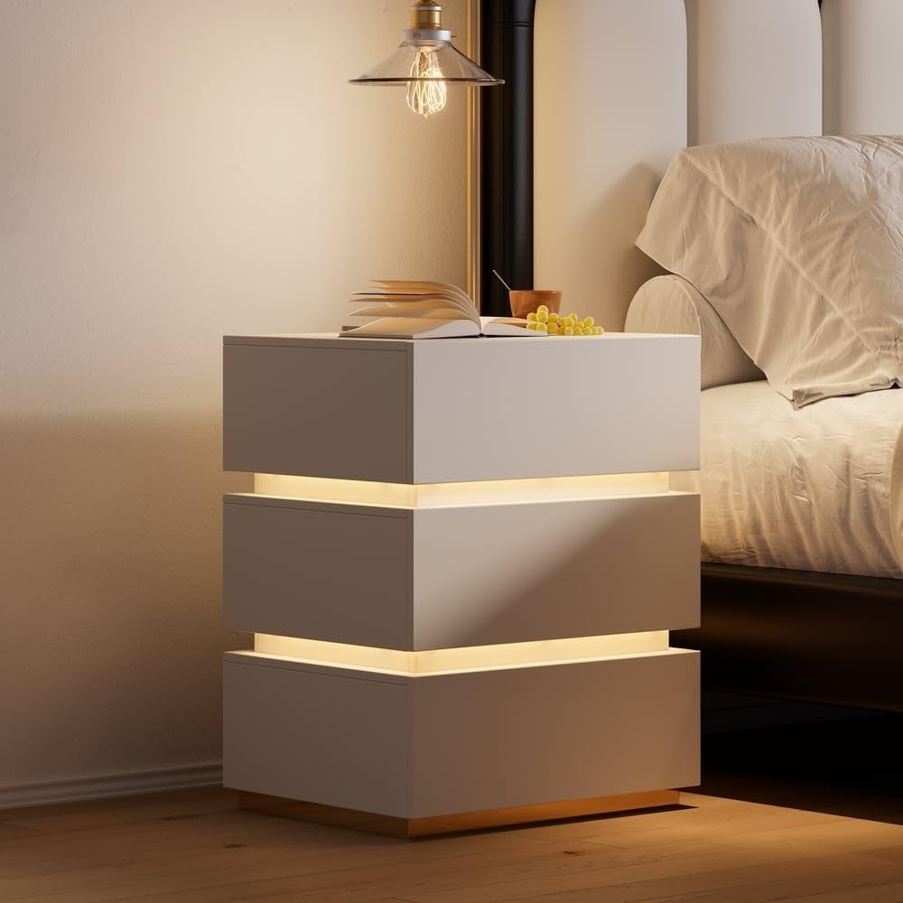 homary Modern Smart Nightstand with Wireless Charging Station, Bedside ...