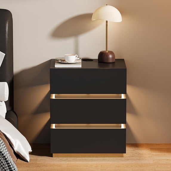 homary Smart Night Stand with Wireless Charging Station - Smart LED ...