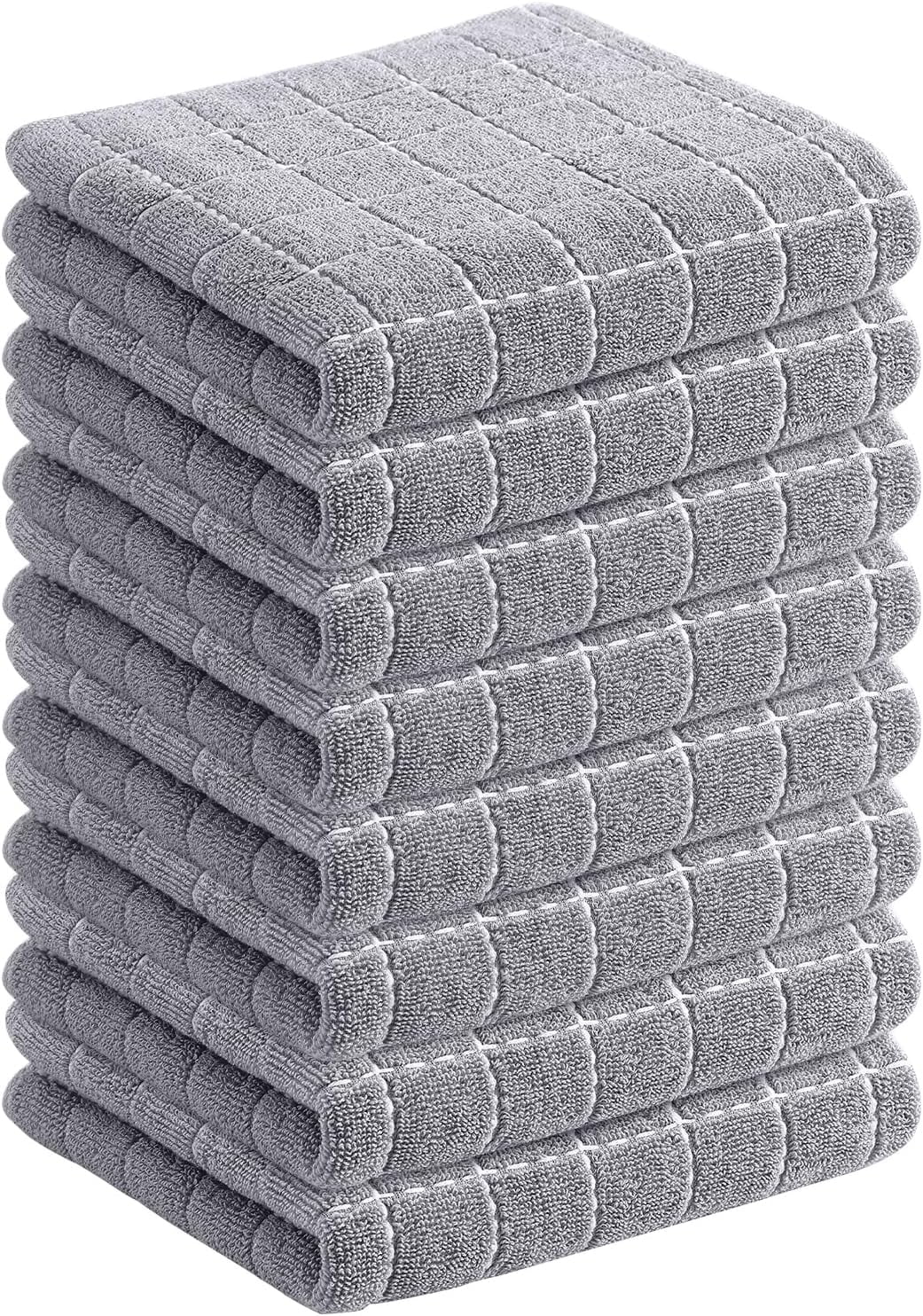 homchy 100% Cotton Terry Kitchen Towels(Light Grey, 13 x 28 inches ...
