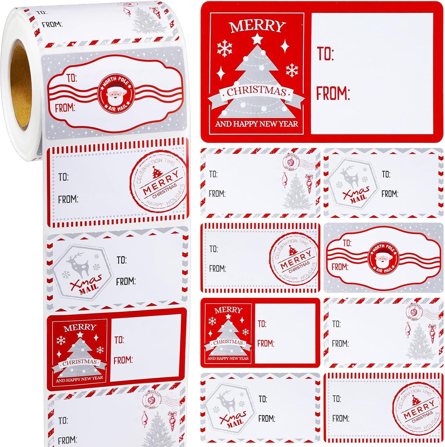homchy 500 Pieces Christmas Tags Self Adhesive Gift Tags for Xmas ...