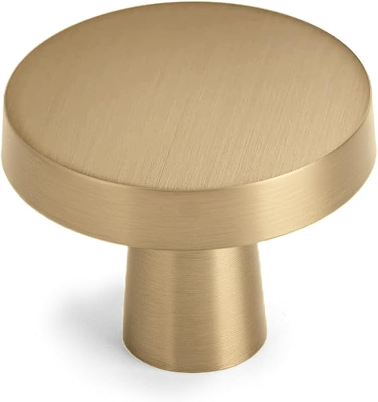 homdiy 10 Pack Gold Cabinet Knobs Round Brushed Brass Kitchen Handles ...