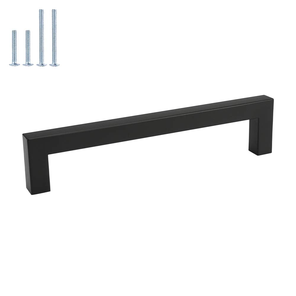 homdiy Black Cabinet Pulls Square Black Drawer Pulls 6-1/4 Inch Hole ...