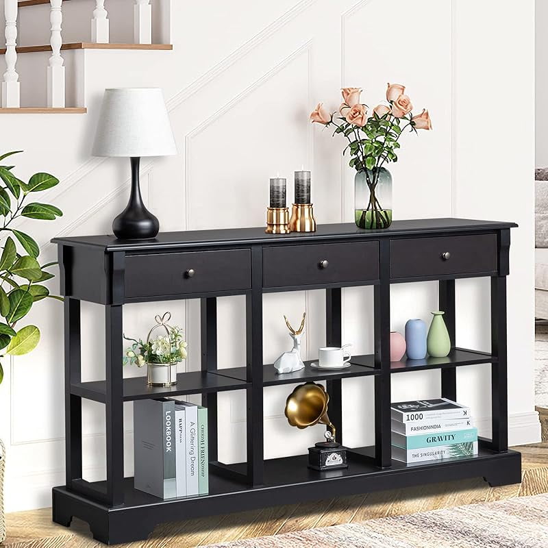 home Console Table with Bottom Drawers, Sofa Side Table Entryway Desk ...