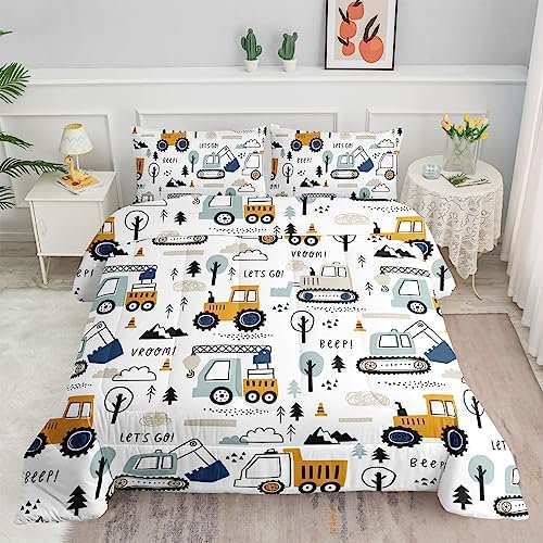 home Kids Cartoon Excavator Bedding Comforter Sets for Boy and Girls ...