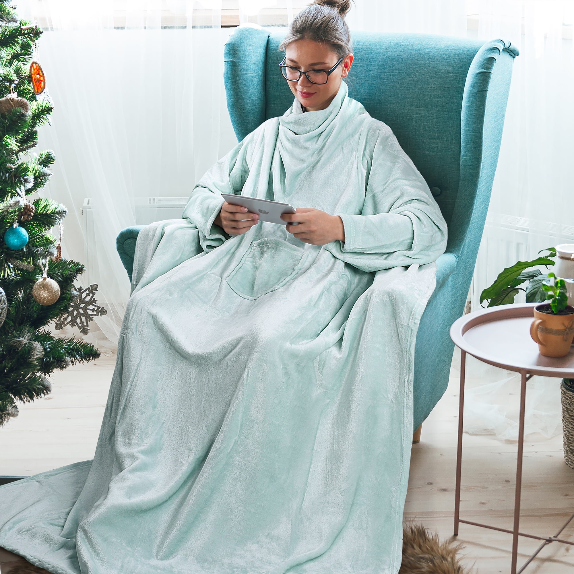 home comforts blanket Blanket with Sleeves, Super Soft Wearable TV ...