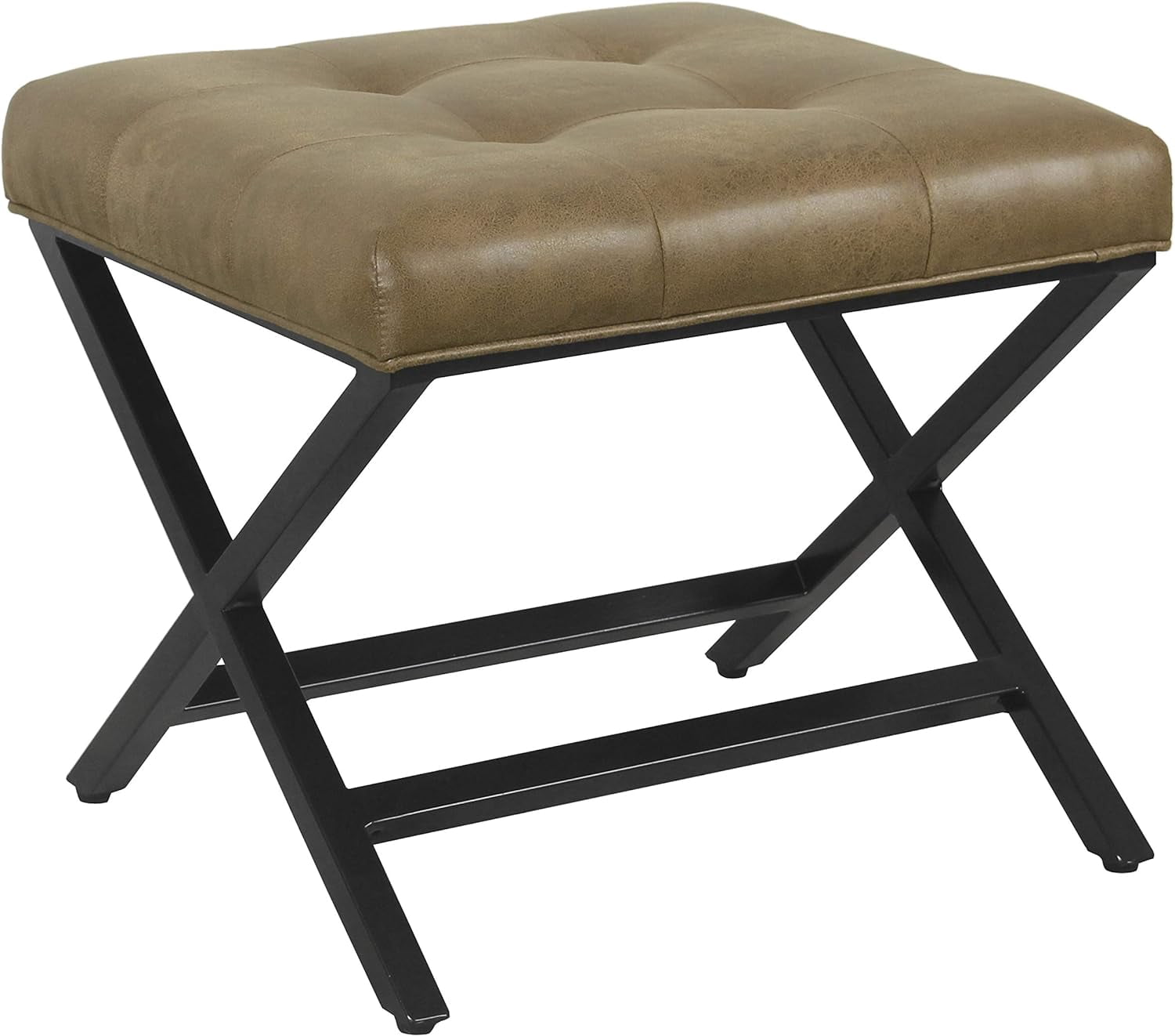 **home decor | modern tufted faux leather square ottoman with metal x ...