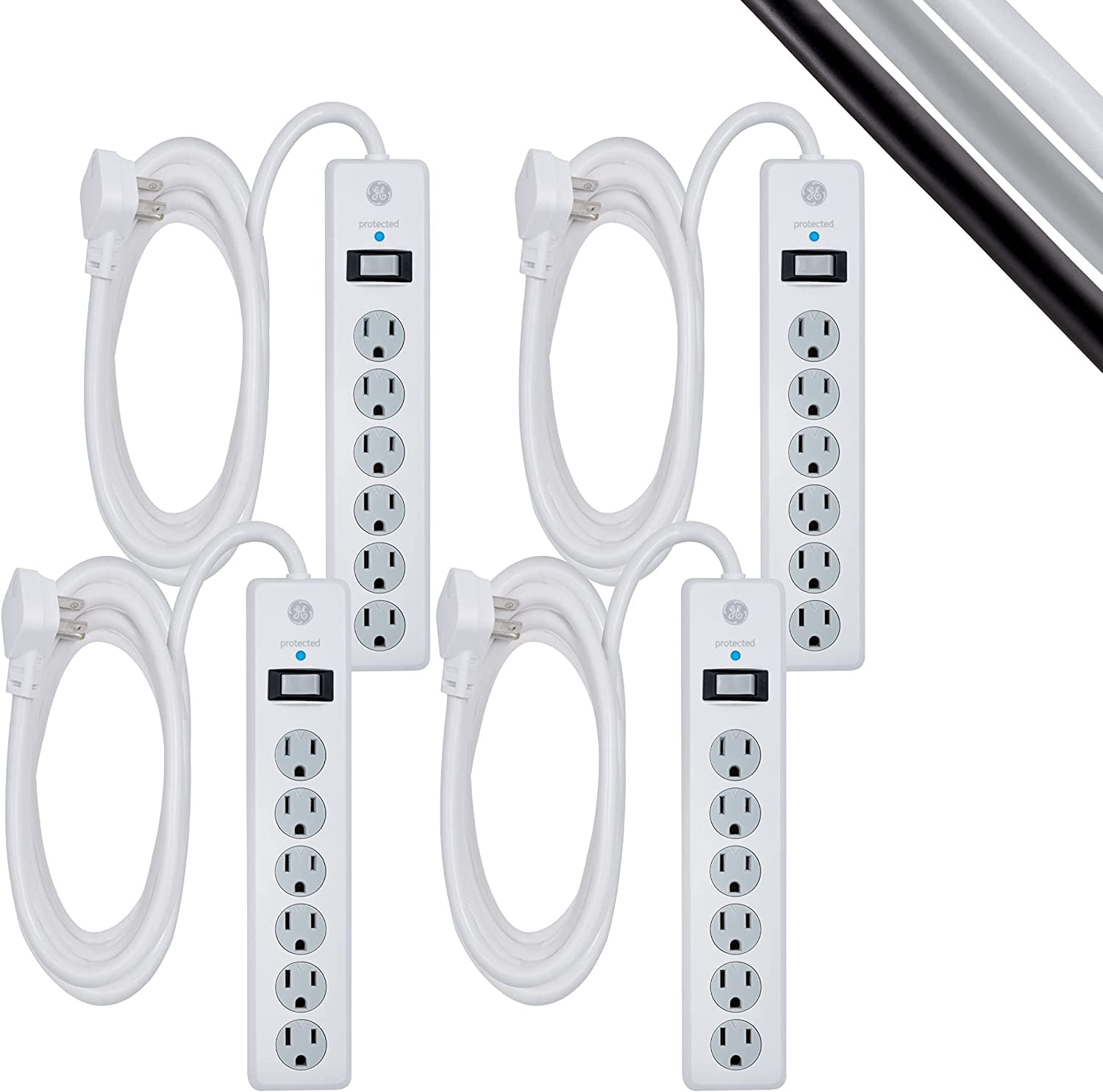 home electrical 6-Outlet Surge Protector,4 Pack,10 Ft Extension Cord ...