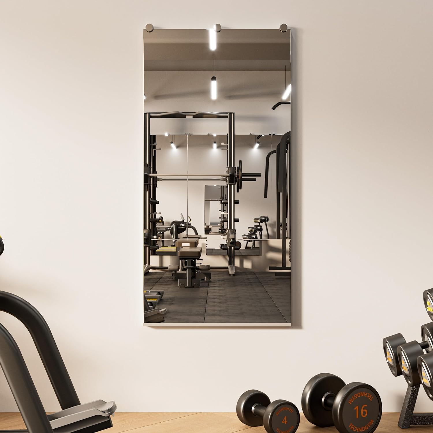 **home gym mirror 48" x 24", large full for fitness, wall mounted long ...