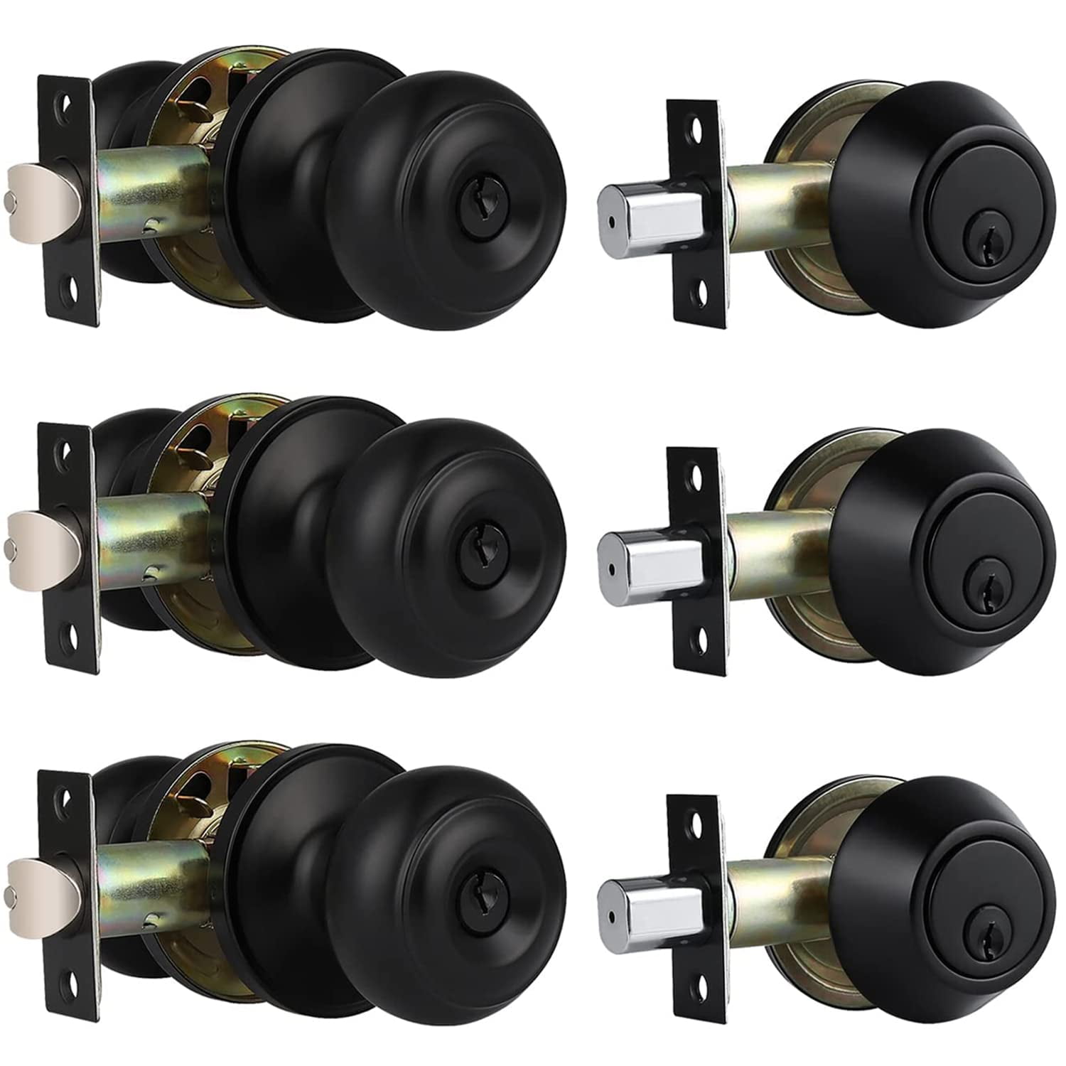 home improvement direct 3 Pack Keyed Alike Entry Door Knobs and Single ...