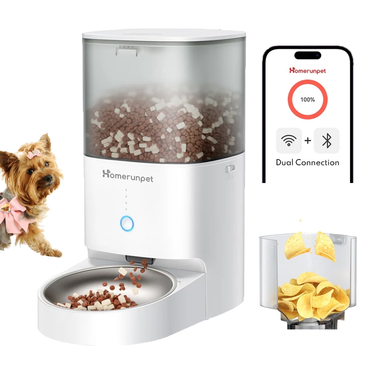homerun Pet Automatic Smart Feeder, App control, Timed Dosing, Anti ...
